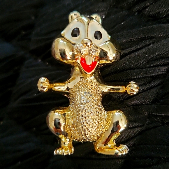 Jewelry | Gerrys 15 In Vintage Gold Tone Brooch Happy Chipmunk Beaver ...